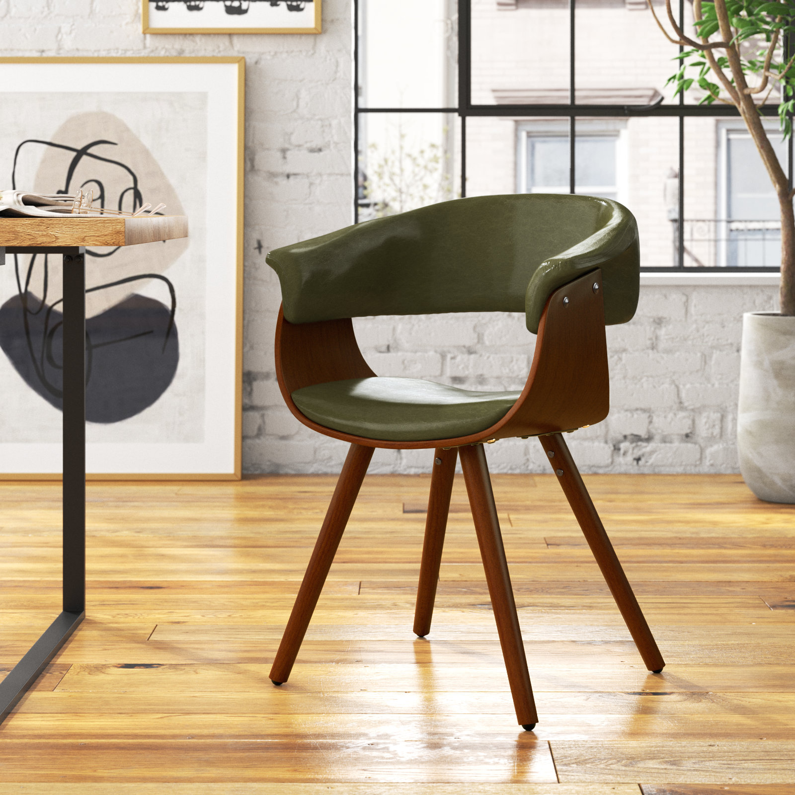 Steelside Gauri Faux Leather Mid Century Dining Chair Reviews Wayfair